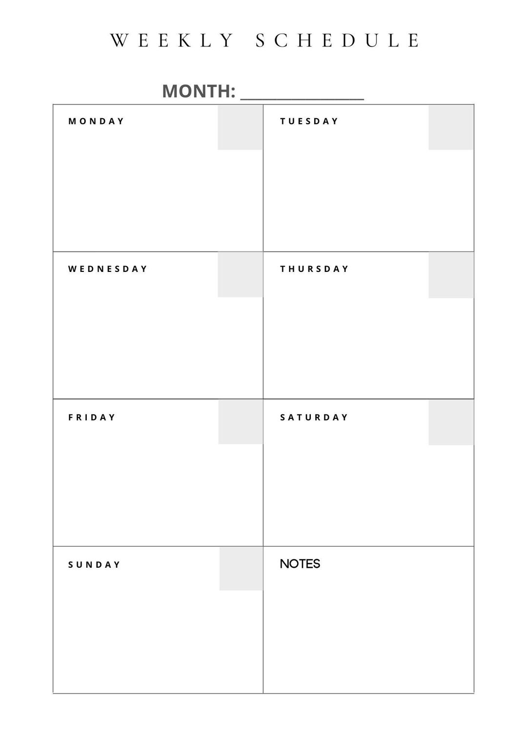 Simple Weekly Schedule - Etsy