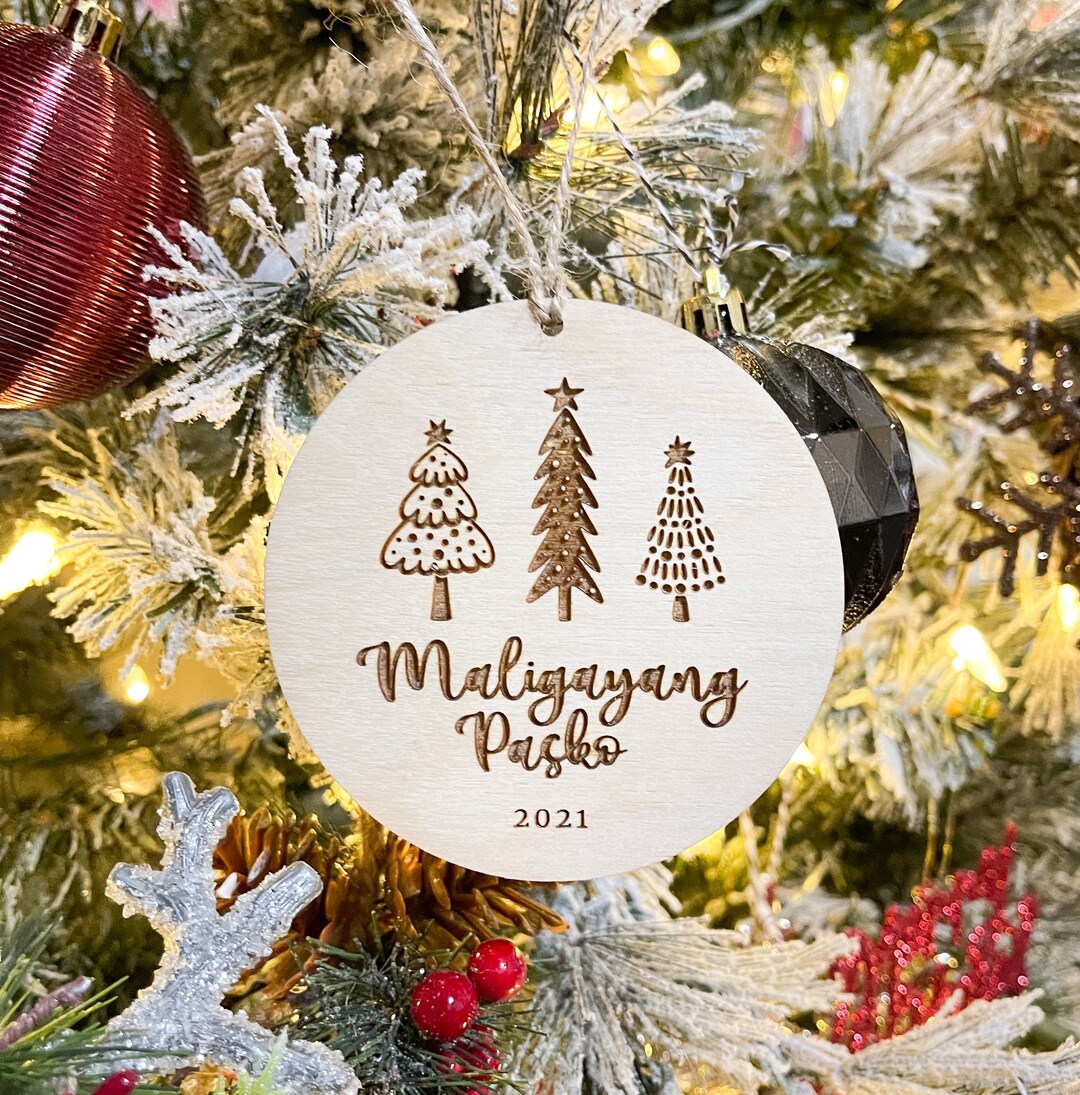 Maligayang Pasko Ornament, Customized Wood Ornament, Filipino Gifts ...
