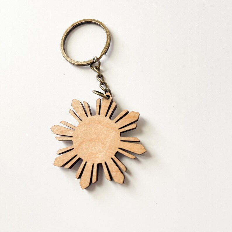 Philippines Sun Wooden Keychain, Filipino Keychain, Filipino Sun - Etsy
