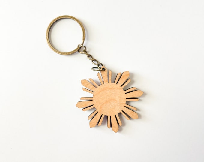 Philippines Sun Wooden Keychain, Filipino Keychain, Filipino Sun - Etsy