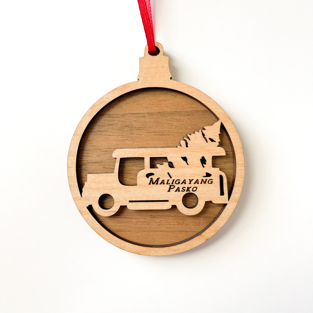 Jeepney Wood Ornament, Maligayang Pasko Christmas Ornament, Filipino ...