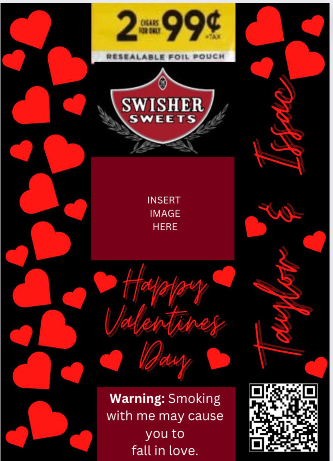 Valentine Swisher Wrapper, Cigar Wrapper, Valentine Favors, Valentine ...