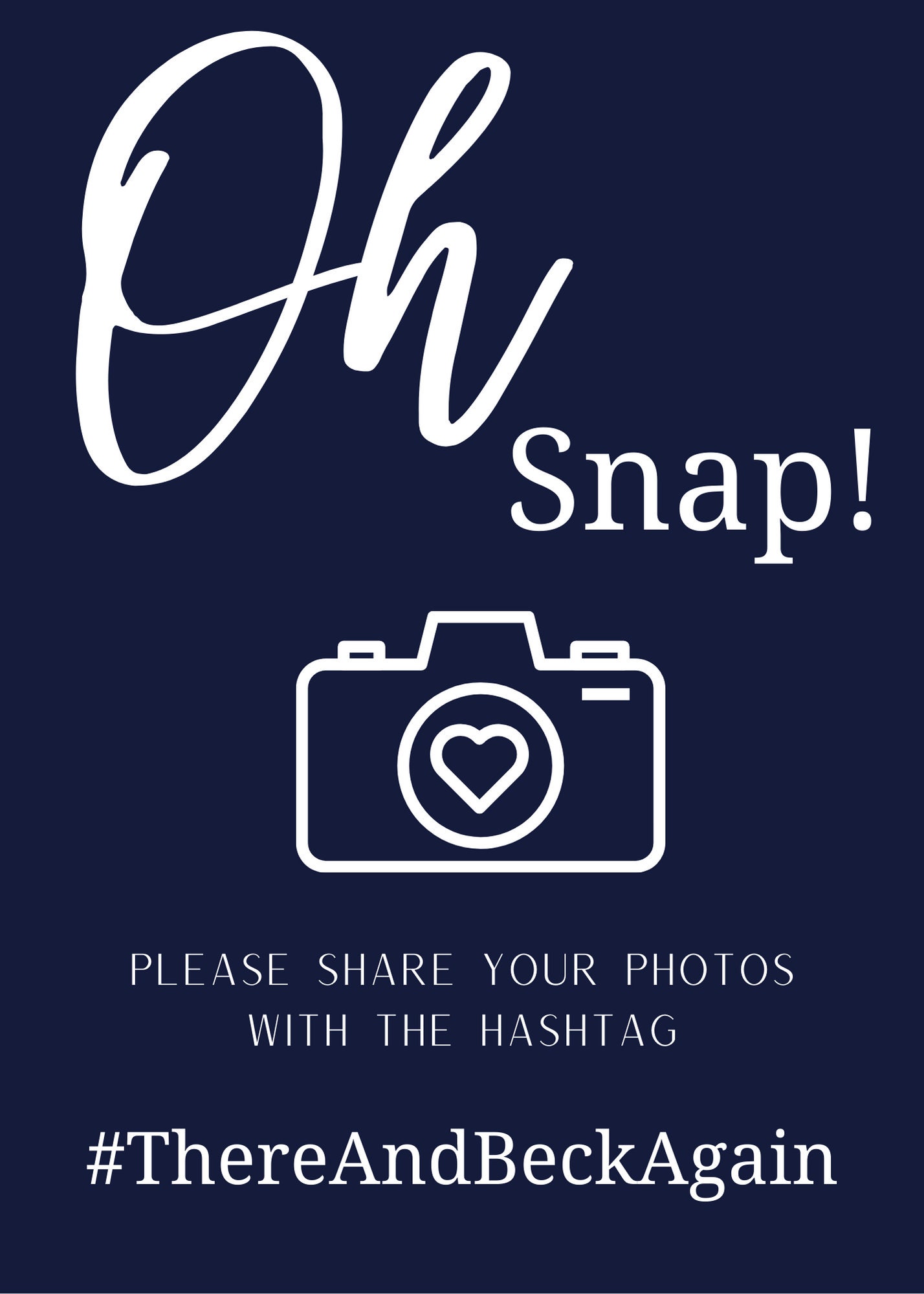 Wedding Hashtag Sign Oh Snap Wedding Hashtag Wedding | Etsy