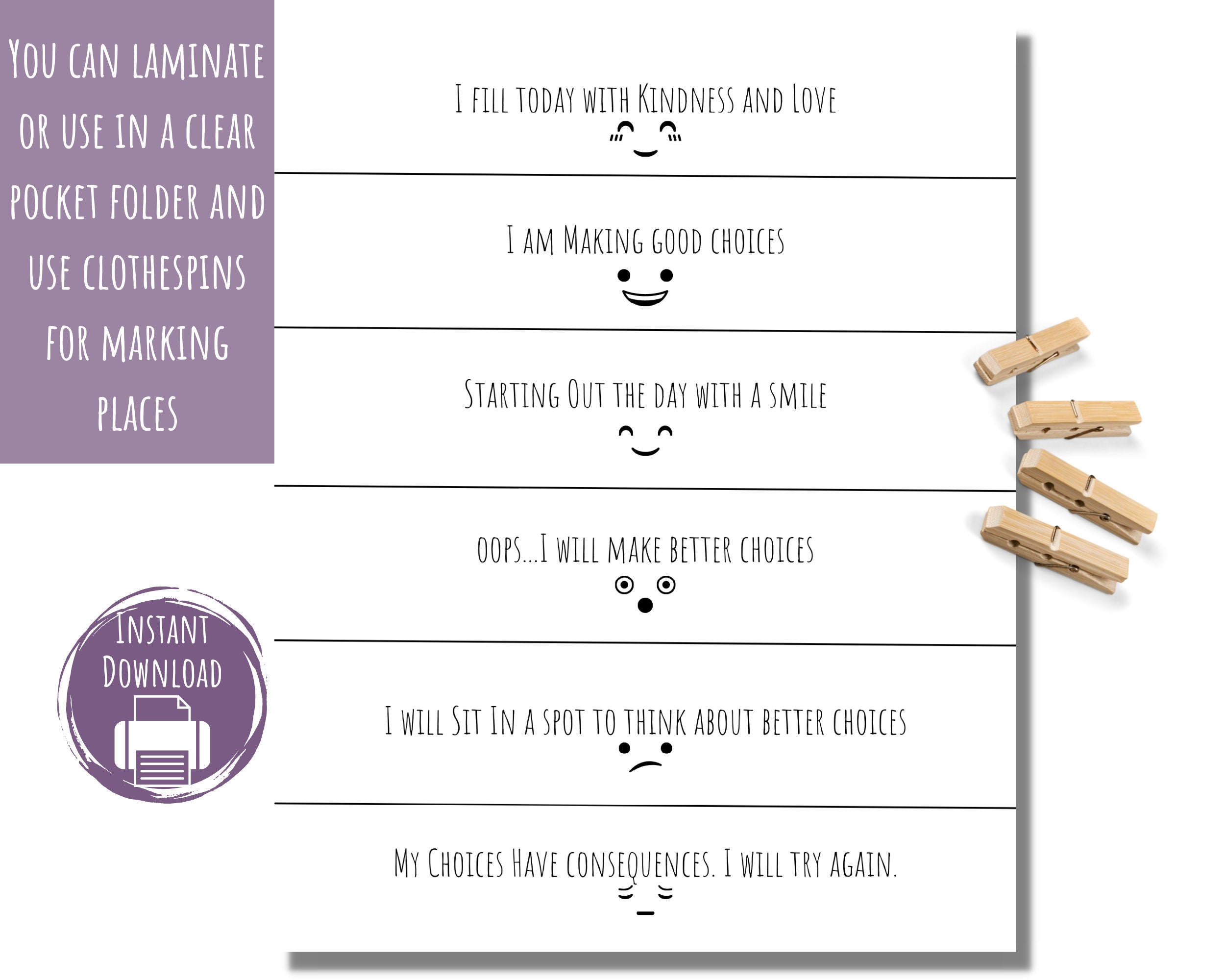 Kids Behavior Chart for Kids Printable DIY Toddler Chart Elementary ...