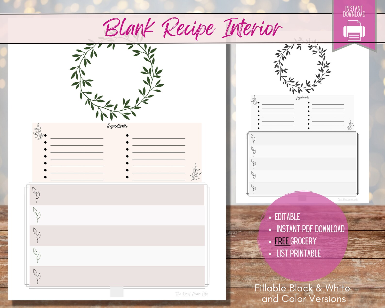 EDITABLE Printable Cookbook Pages · Kitchen Binder · Blank Cookbook ...