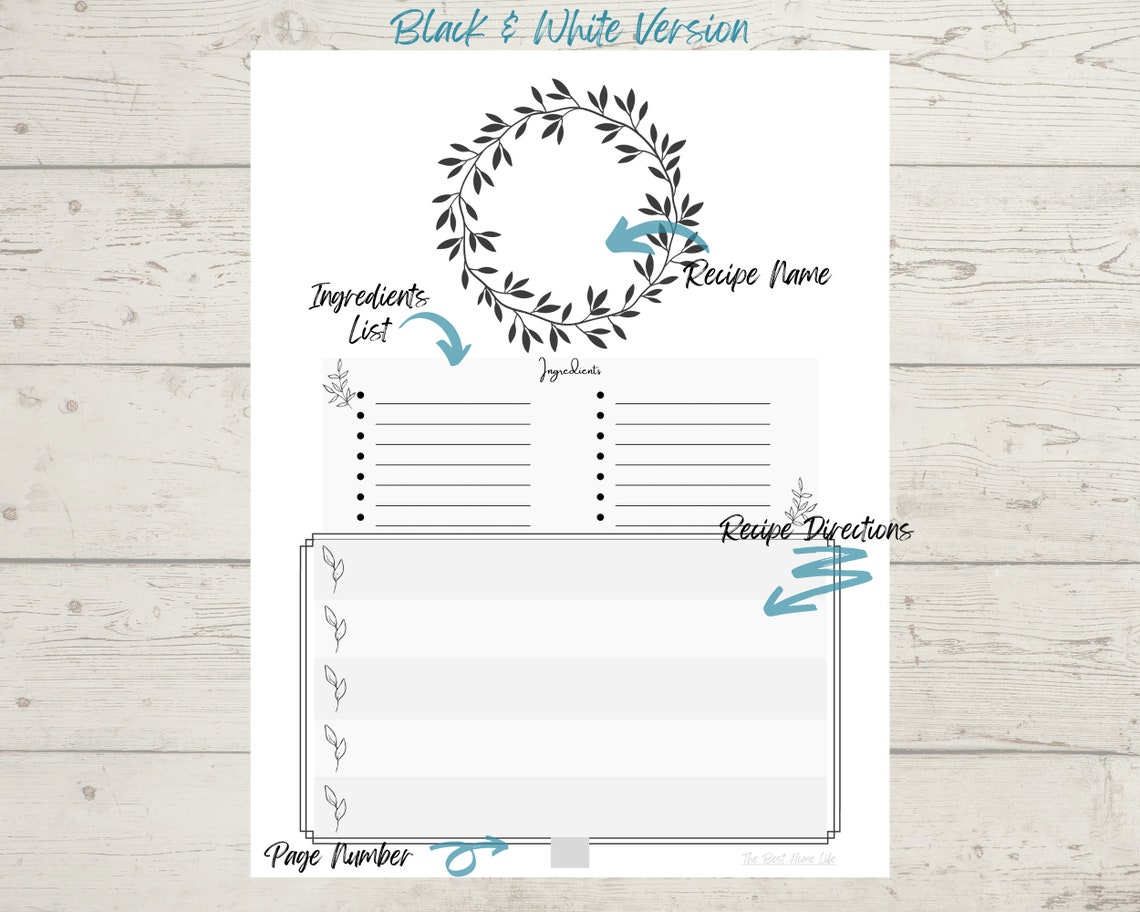 EDITABLE Printable Cookbook Pages Kitchen Binder Blank Cookbook Pages ...