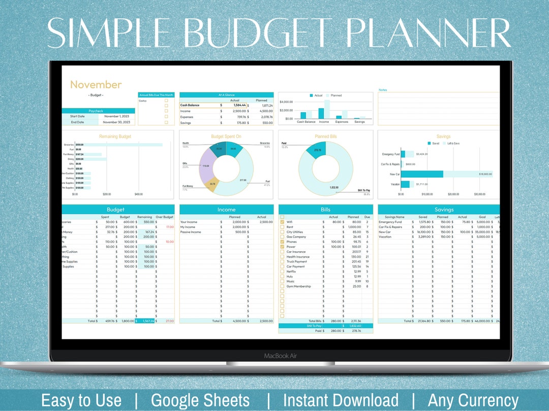 Paycheck Budget Planner | Google Sheets Budget Template | Budget ...