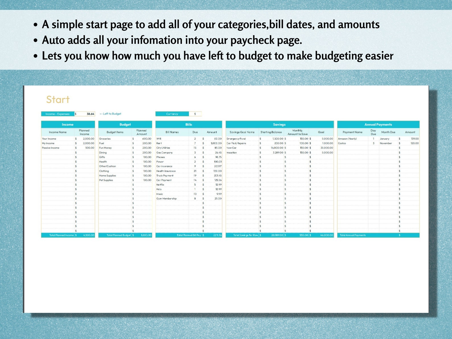 Paycheck Budget Planner | Google Sheets Budget Template | Budget ...