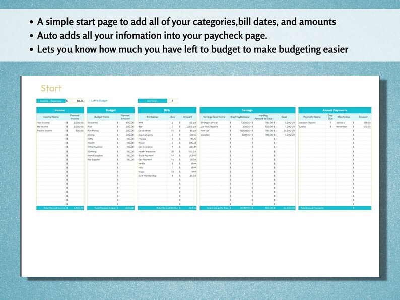 Paycheck Budget Planner | Google Sheets Budget Template | Budget ...