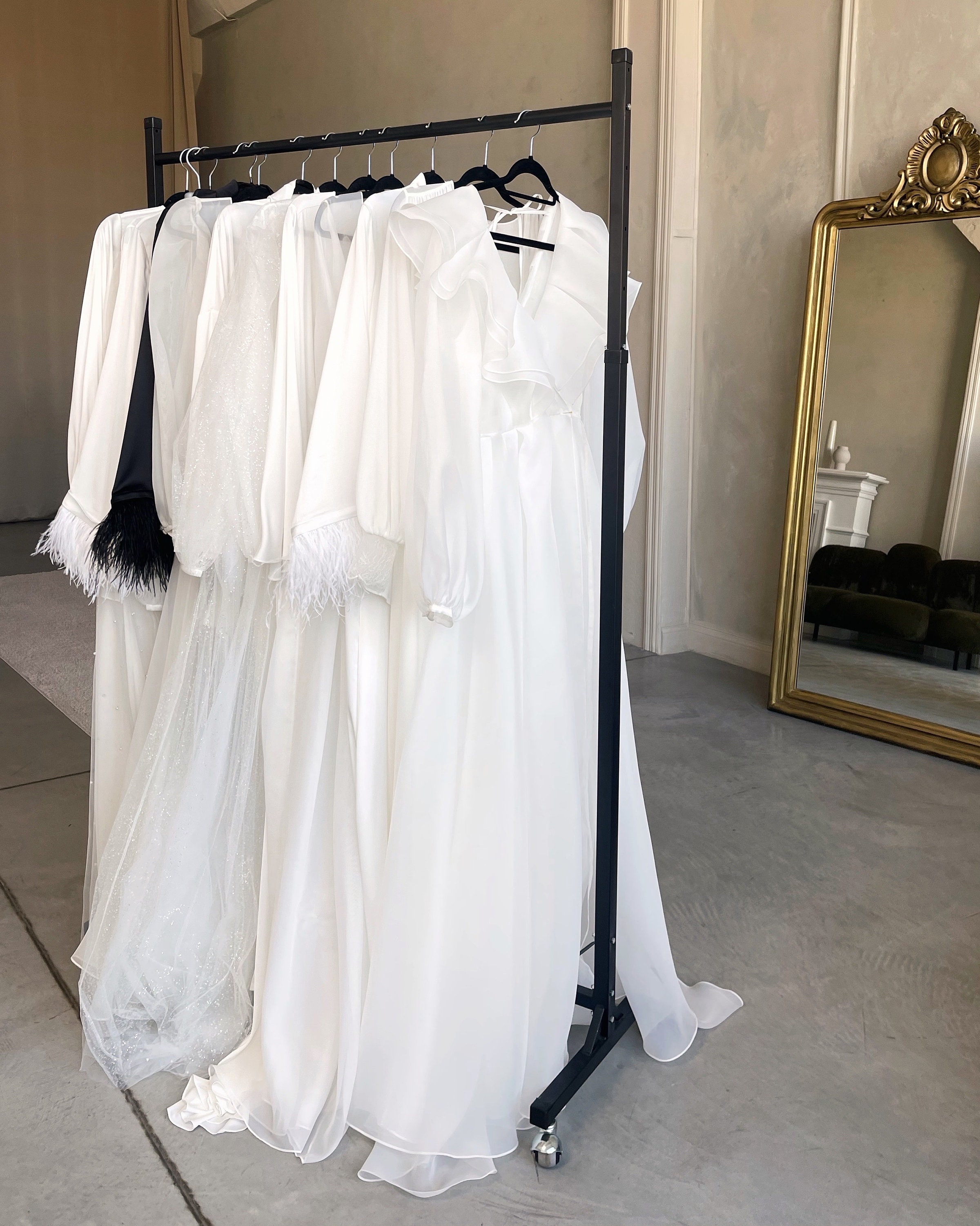 Satin Silk Long Robe With Feathers - Etsy