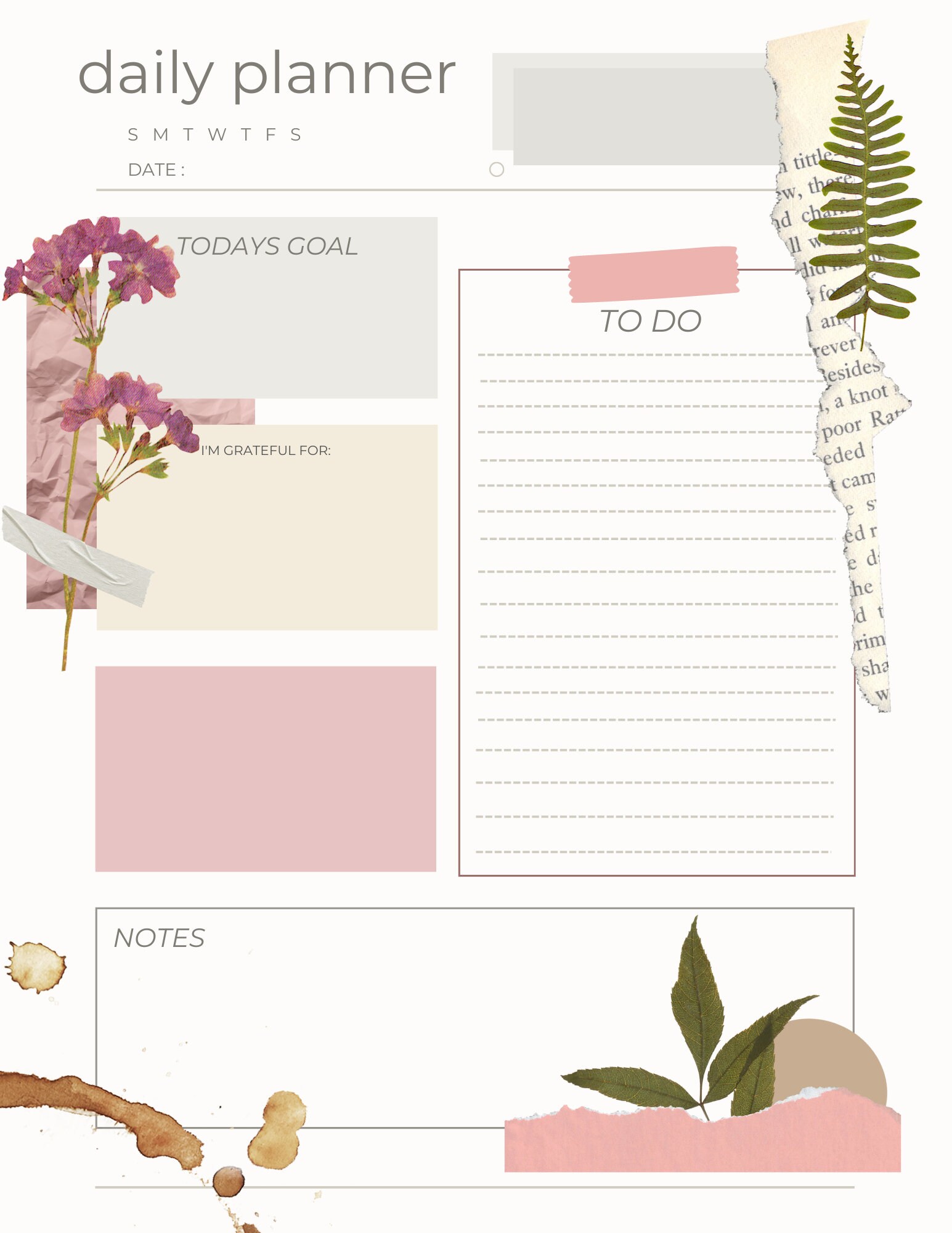 Daily Single Page Planner - Etsy