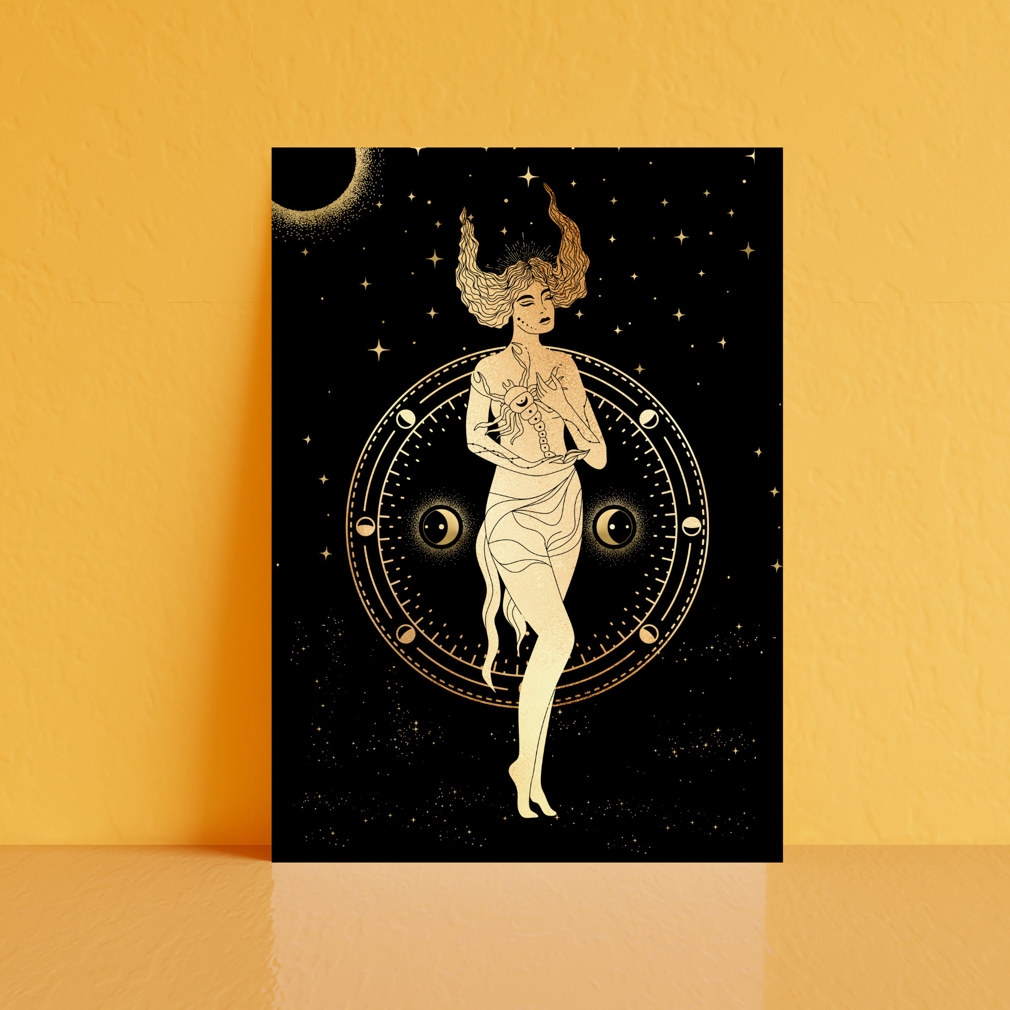 Scorpio Siren Floating in a Starry Black Sky With Orbiting | Etsy