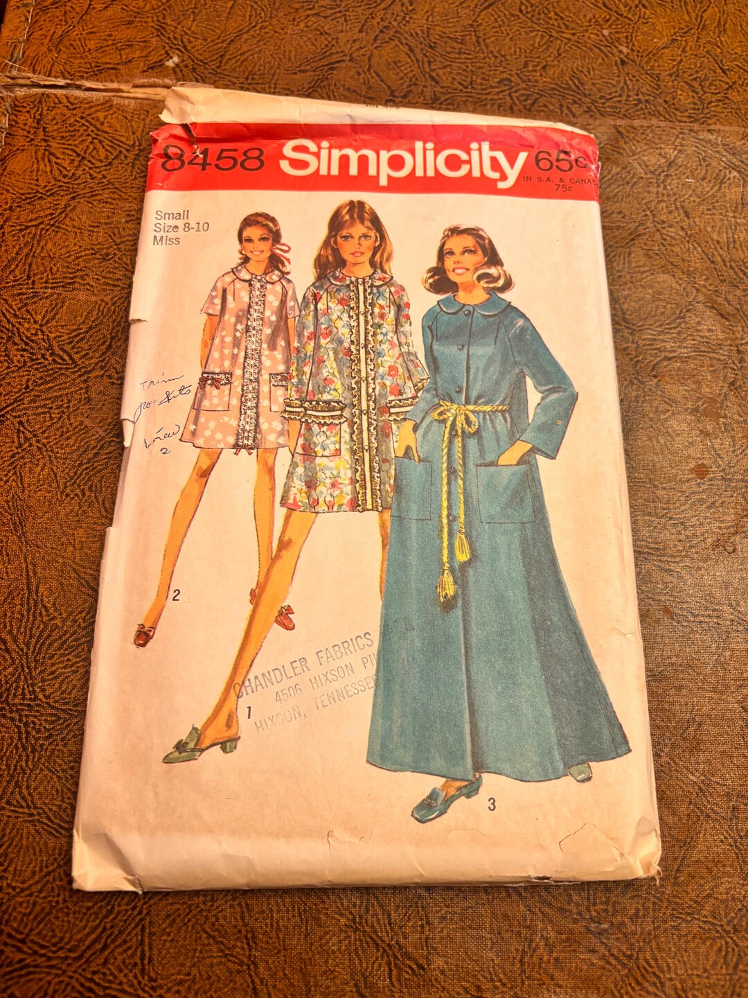 1969 Simplicity 8458 Robe Sewing Pattern, Raglan Sleeve, Size Small - Etsy