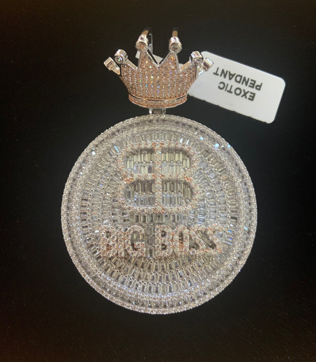 14kt White Gold Finish Big Boss Pendant - Etsy