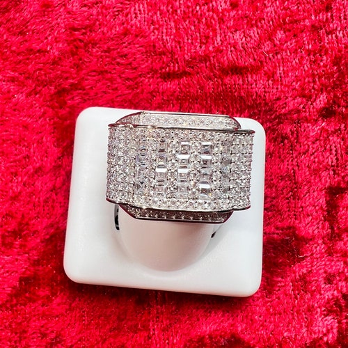 Mens Iced Out Pinky Ring Mens Ring Sterling Silver Solid Real - Etsy