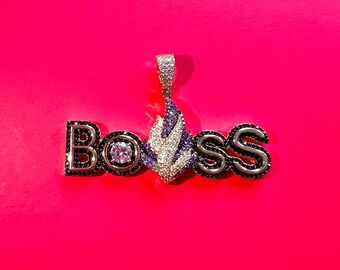 14k Gold Finish Boss With Crown Tricolor Hip Hop Simulated Diamond ...