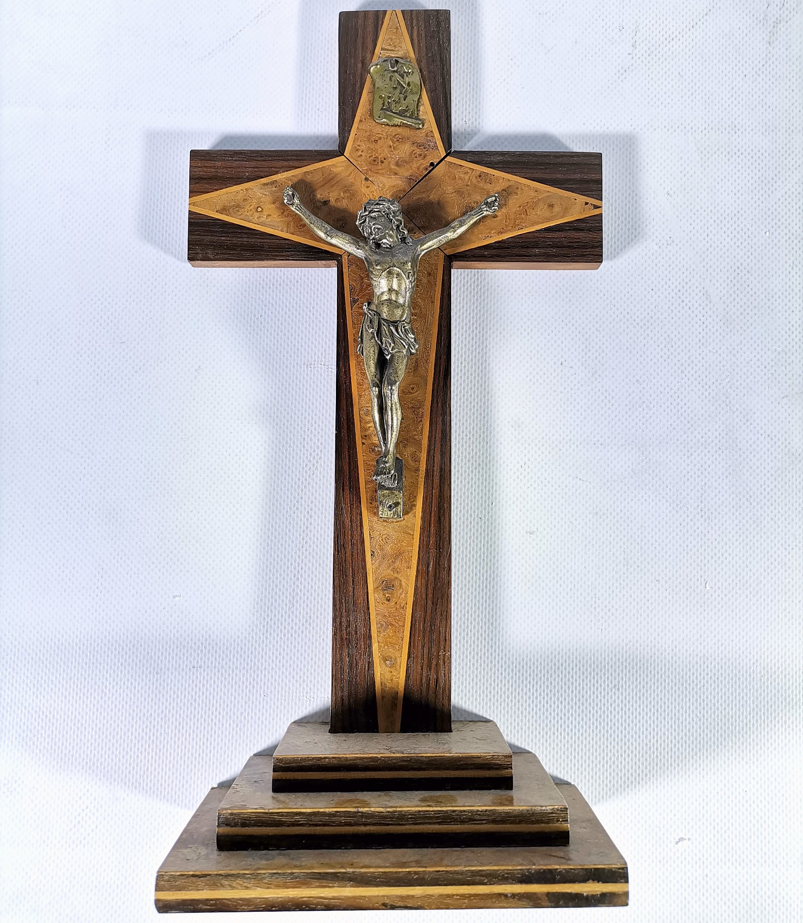 Vintage Wooden & Metal Religious Cross Crucifix for Wall and Tabletop ...