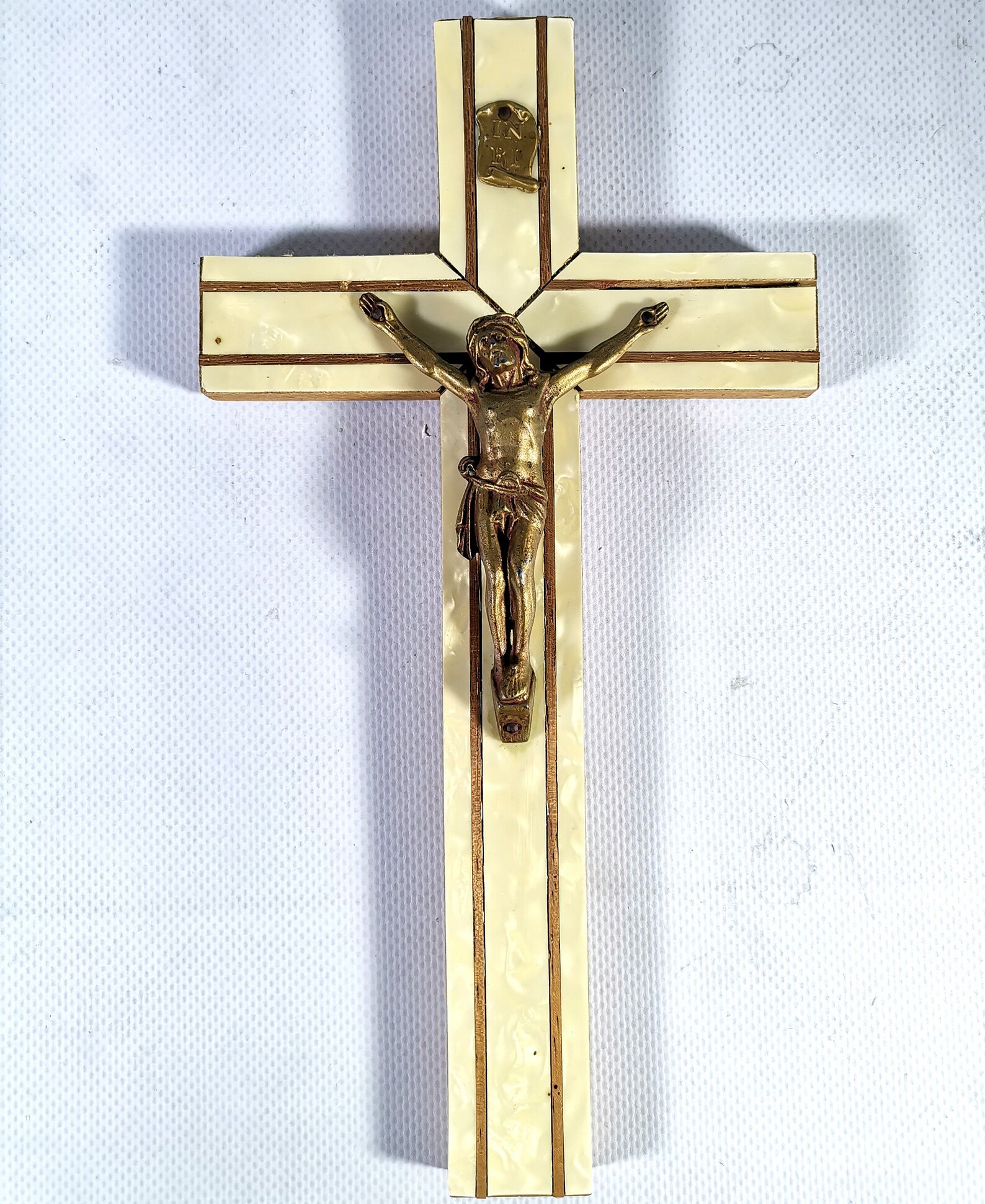 Vintage Wooden & Metal Religious Cross Crucifix for Wall and Tabletop ...