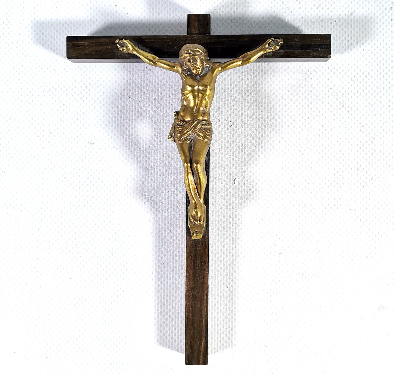 Vintage Wooden & Metal Religious Cross Crucifix for Wall and Tabletop ...