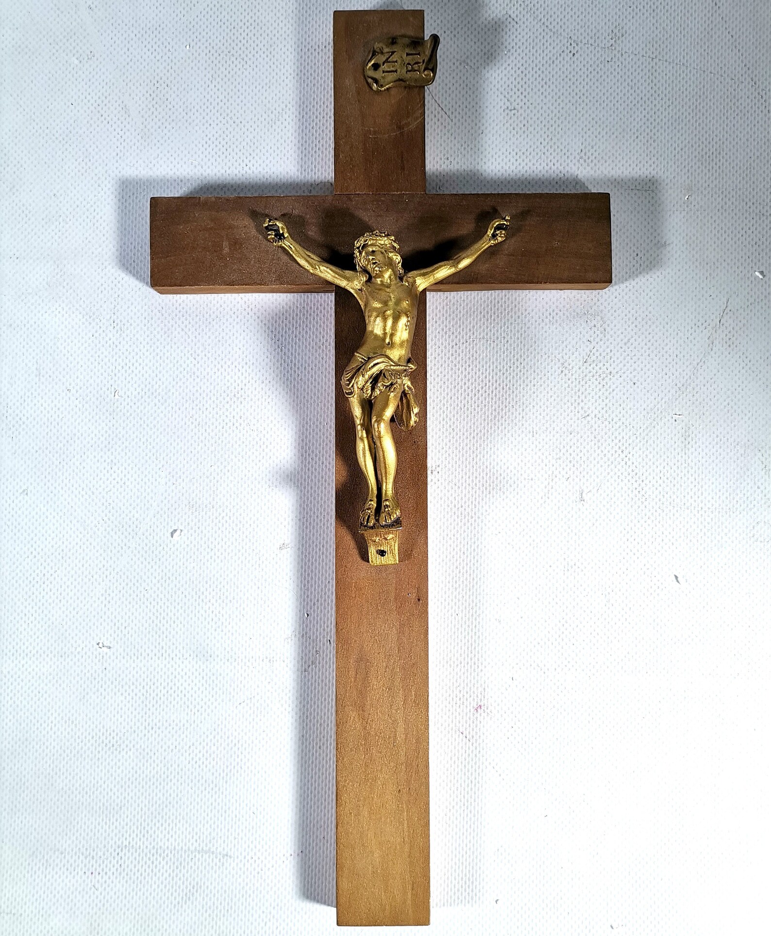 Vintage Wooden & Metal Religious Cross Crucifix for Wall and Tabletop ...