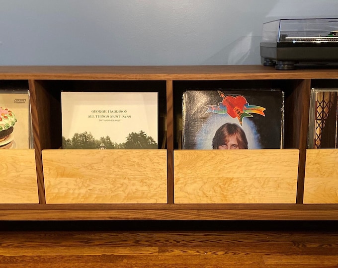 Mid Century Record Storage Cabinet, Front Loading Drawers, Walnut and ...