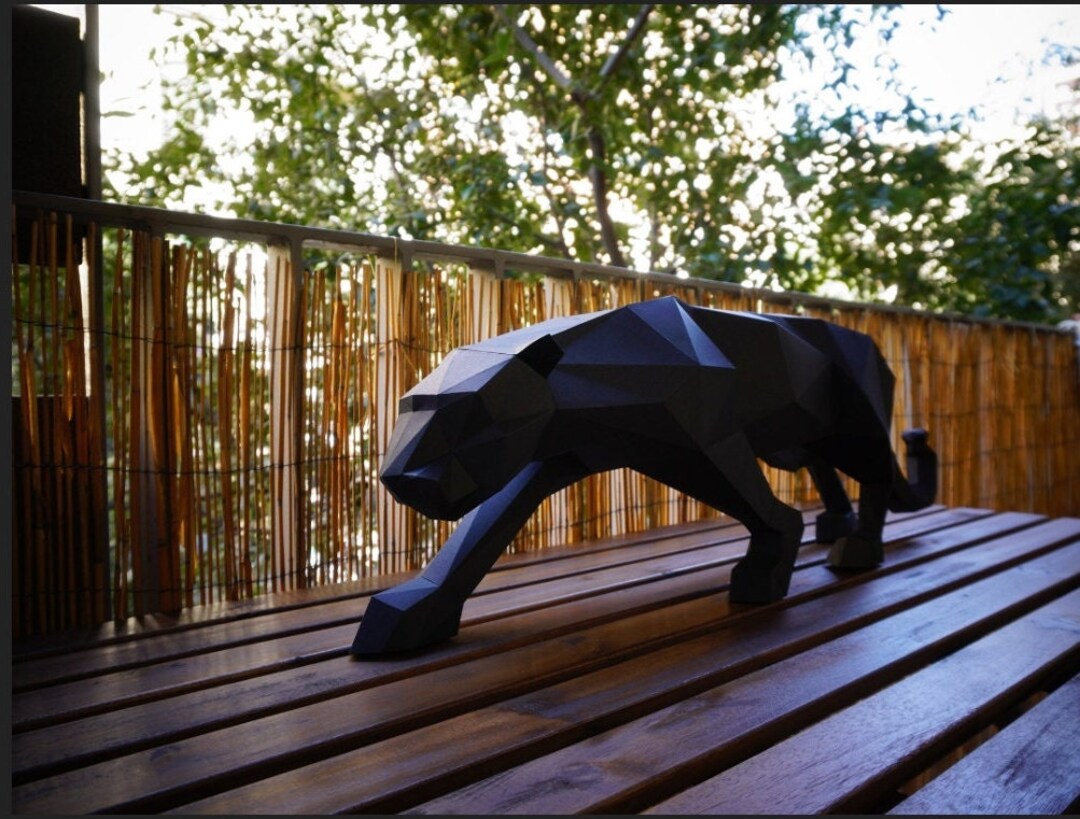 Panther, 3d Paper Panther, Sculpture, Home Decor, Papercraft, Black ...