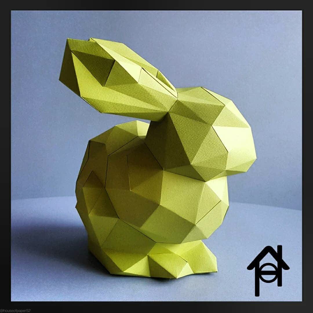Digital Art 3d Bunny Digital 3d Paper Rabbit Model Home - Etsy