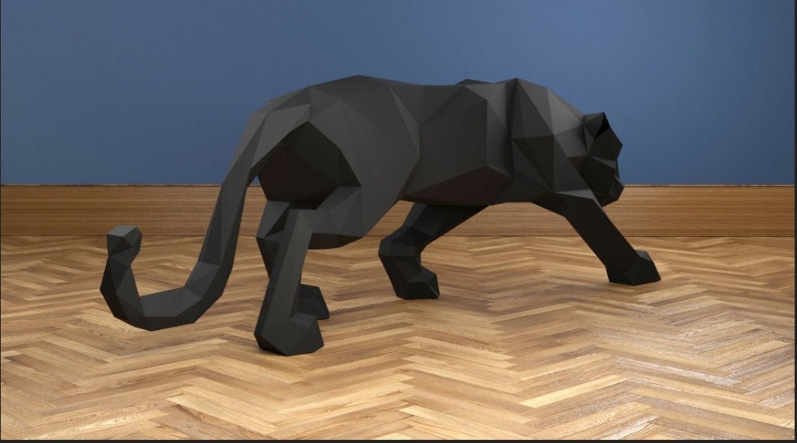 Panther, 3d Paper Panther, Sculpture, Home Decor, Papercraft, Black ...
