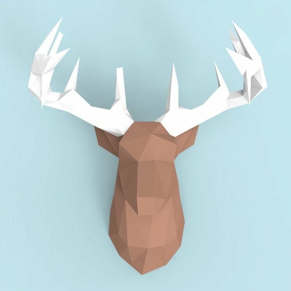 Deer Head, 3d Paper Deer Head, Deer Head Wall Hanging, Home Decor ...
