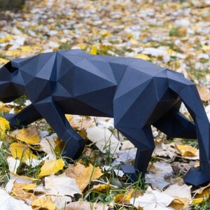 Panther, 3d Paper Panther, Sculpture, Home Decor, Papercraft, Black ...