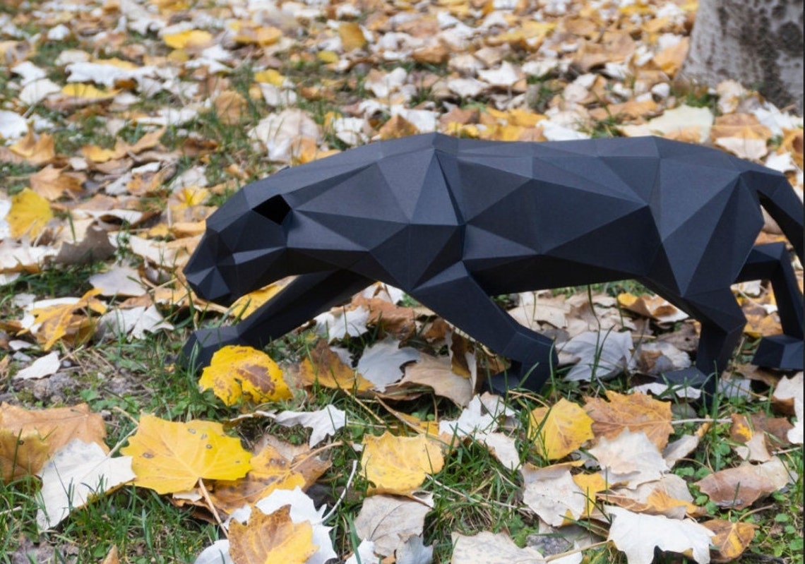 Panther, 3d Paper Panther, Sculpture, Home Decor, Papercraft, Black ...