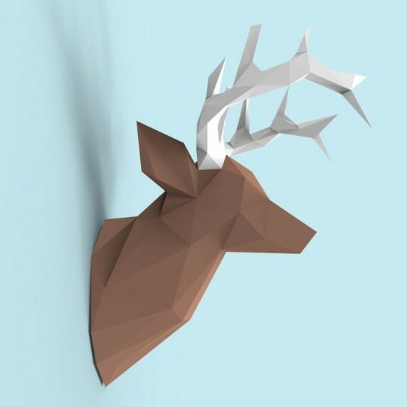 Deer Head, 3d Paper Deer Head, Deer Head Wall Hanging, Home Decor ...