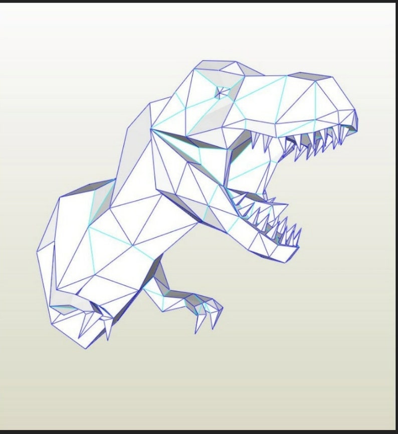 T-rex, Paper T-rex, 3d Papercraft, Decor, Polygonal T-rex, Gift, DIY ...