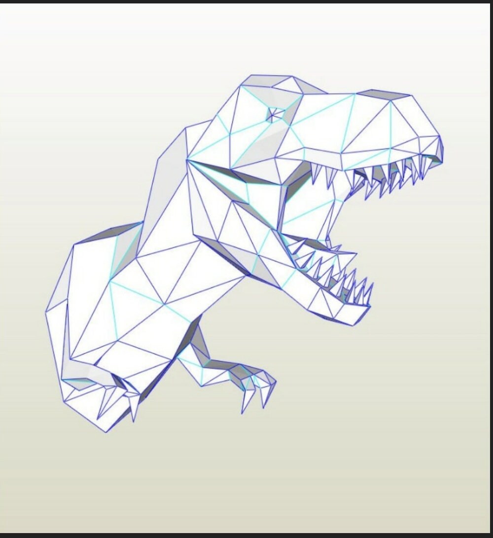 T-rex Paper T-rex 3d Papercraft Decor Polygonal T-rex - Etsy Ireland
