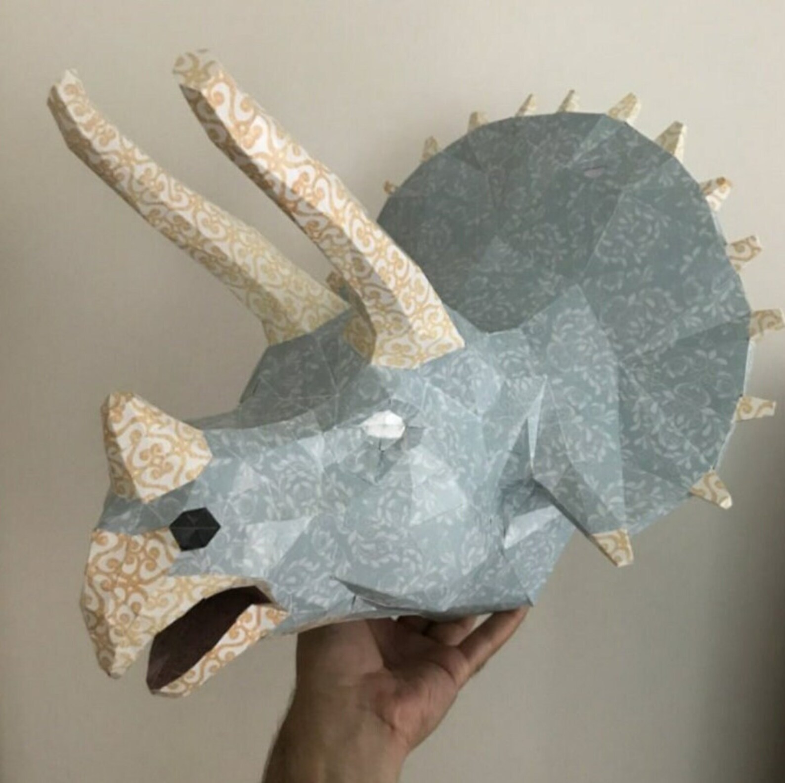 Triceratops Structure, 3d Papercraft, Home Decor, Polygonal Dinosaur ...