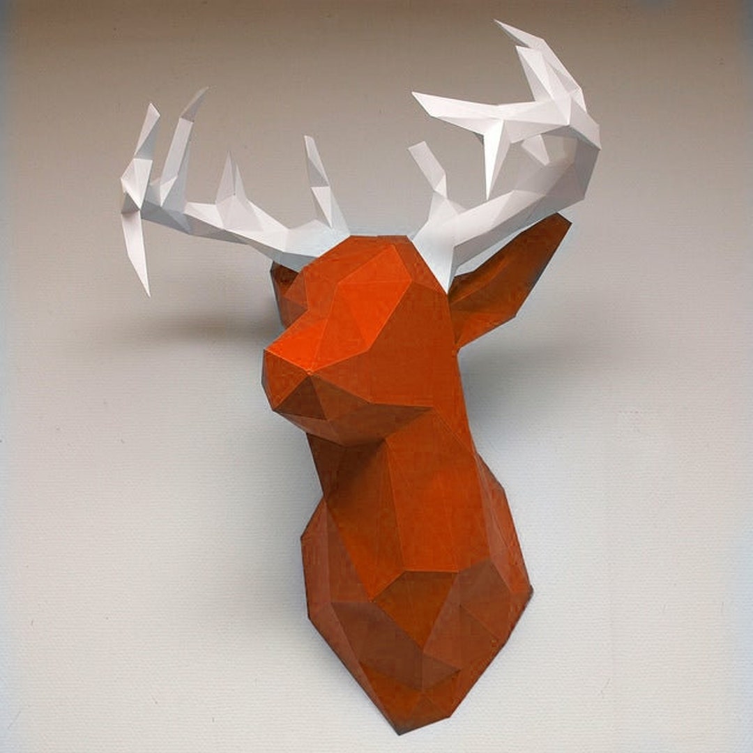 Deer Head, 3d Paper Deer Head, Deer Head Wall Hanging, Home Decor ...