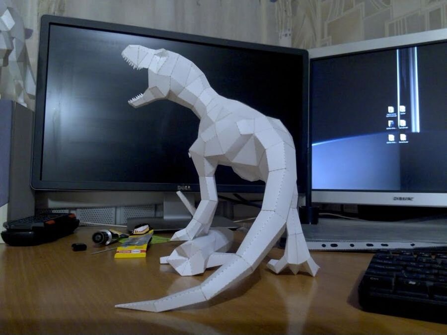 Tyrannosaurus, 3d Paper Dinosaur, Papercraft, Home Decor Dinosaur ...