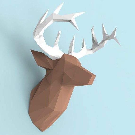 Deer Head, 3d Paper Deer Head, Deer Head Wall Hanging, Home Decor ...