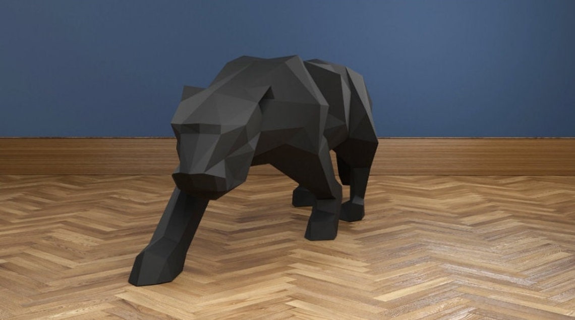Panther, 3d Paper Panther, Sculpture, Home Decor, Papercraft, Black ...