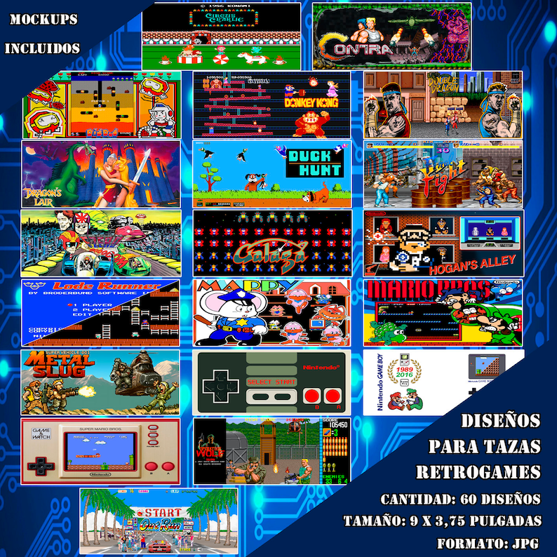 60 Digital Designs for Arcade Retro Games Mugs Mug Design Template ...