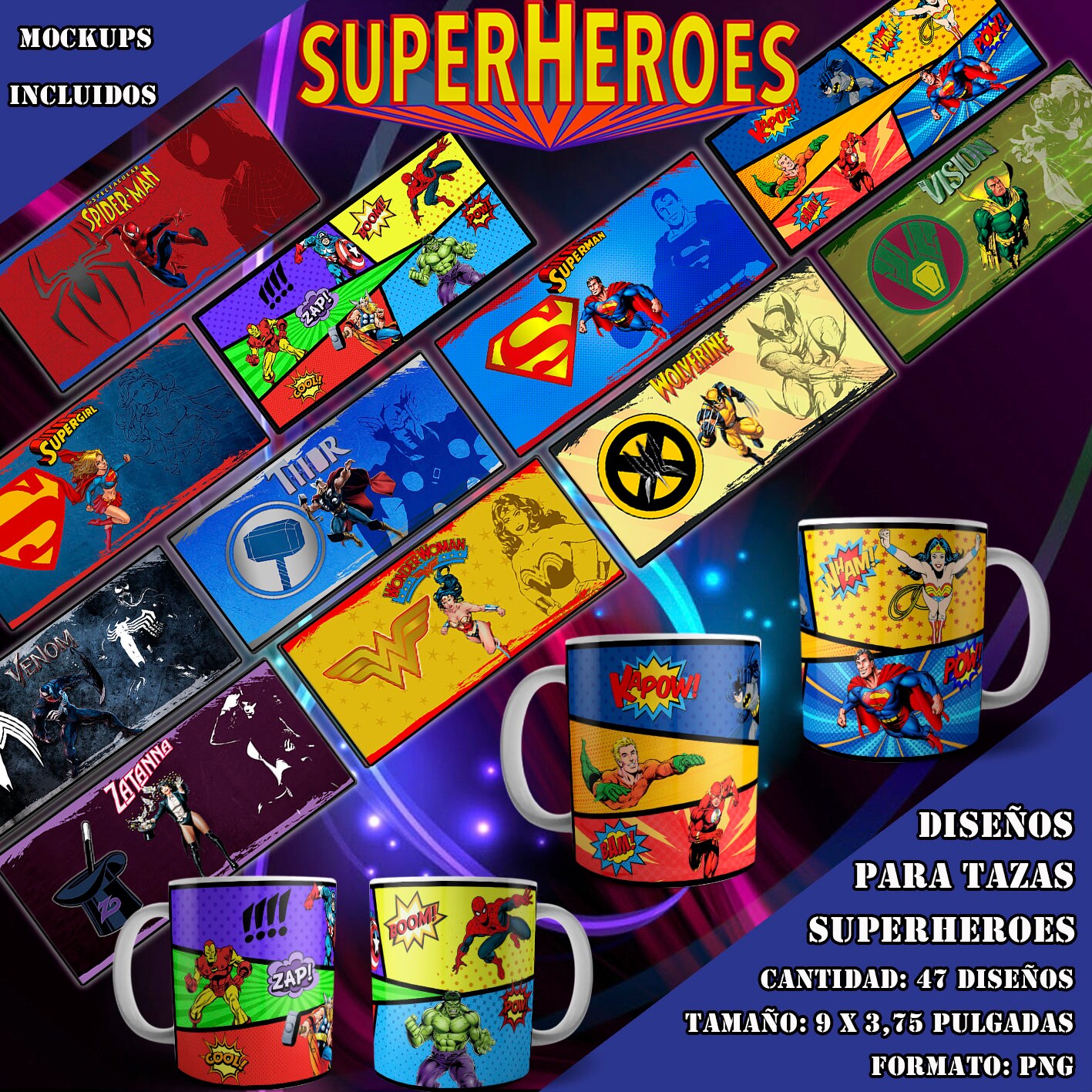 47 Digital Designs for Super Heroes Mugs Marvel Dc Comics Mug Design ...