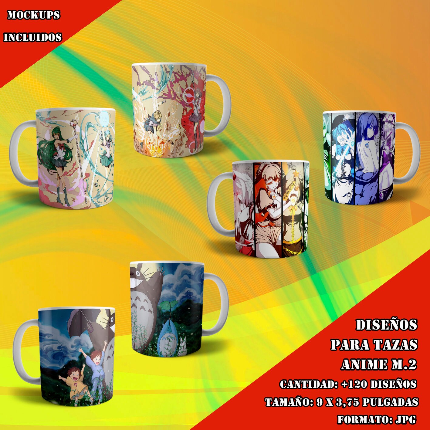 130 Digital Designs for Anime Mugs Manga Mug Design Template Anime M2 ...