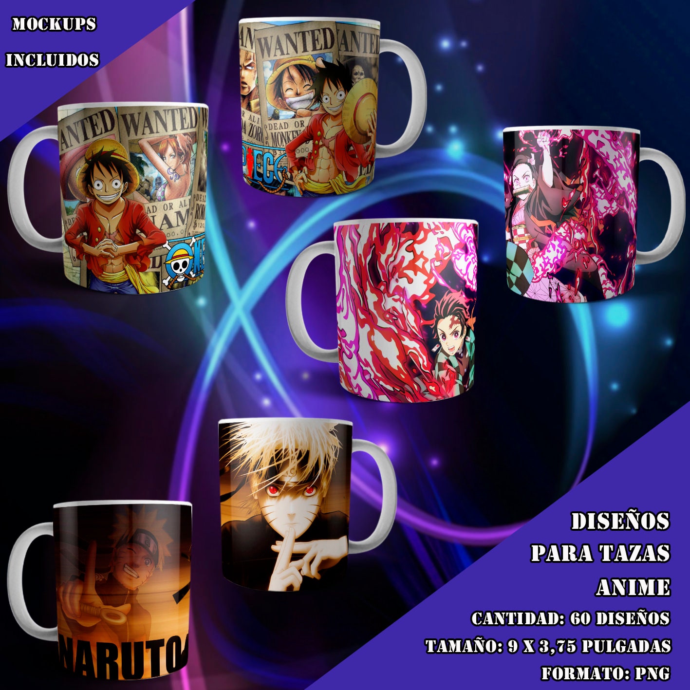 60 Digital Designs for Anime Mugs, Mug Design Template Anime, Mug ...