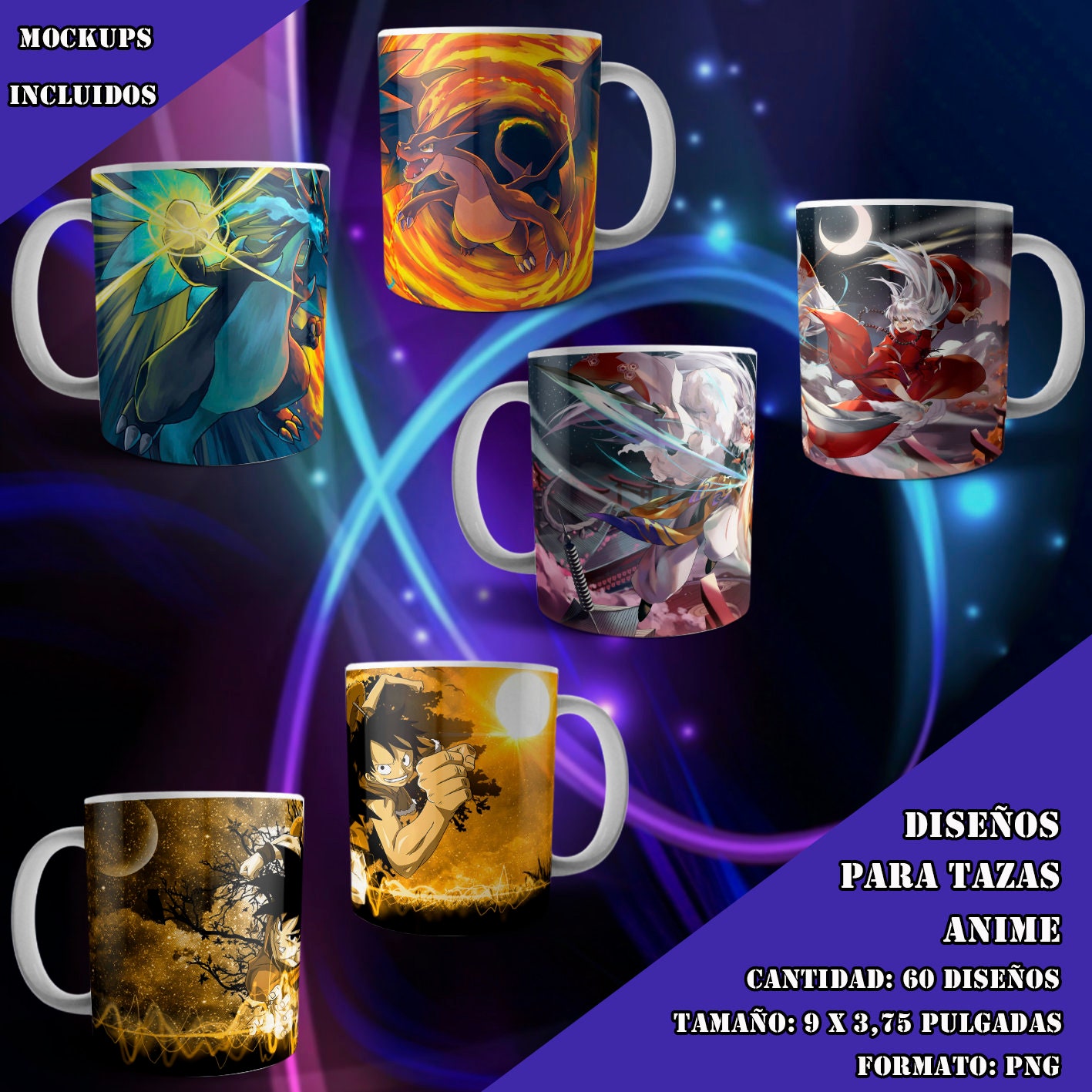 60 Digital Designs for Anime Mugs, Mug Design Template Anime, Mug ...