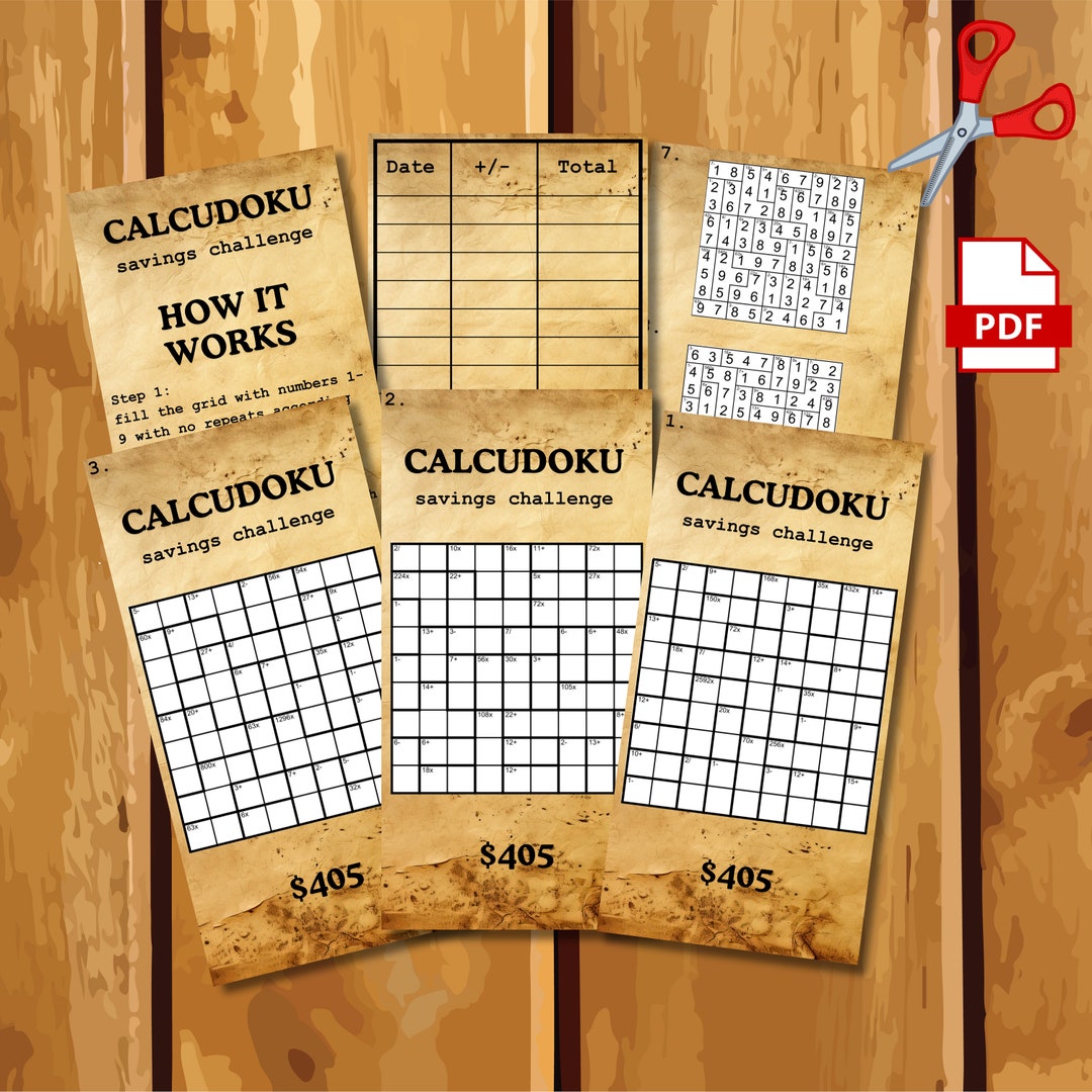 Calcudoku Savings Challenge Mini Bundle medium, Budget Savings Tracker ...