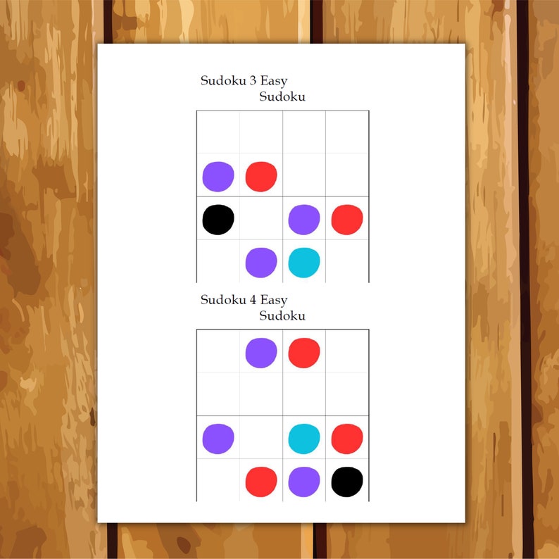 100 Color Sudoku for Kids 4x4 Printable PDF - Etsy