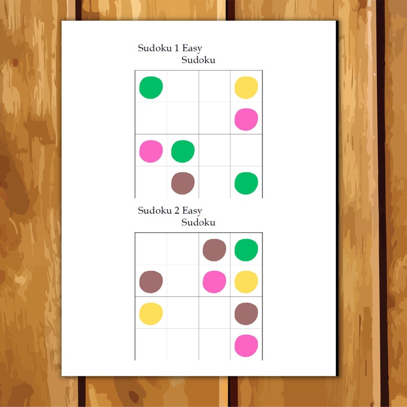 100 Color Sudoku for Kids 4x4 Printable PDF - Etsy