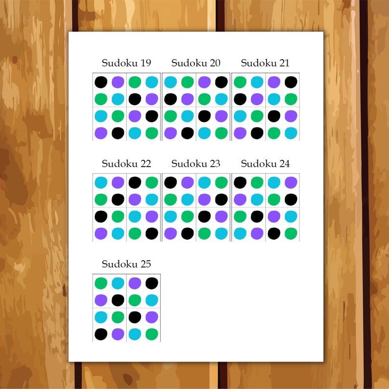 100 Color Sudoku for Kids 4x4 Printable PDF - Etsy