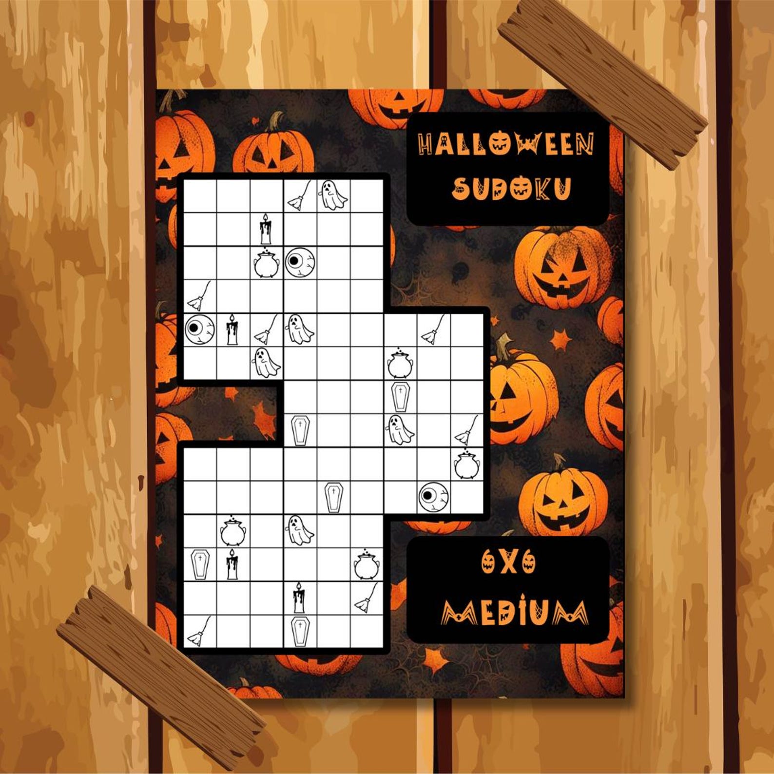 Medium Halloween Sudoku: 500 Puzzles With Spooky Symbols in Beginner ...