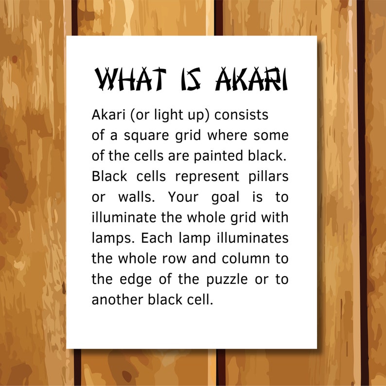 Akari: 300 Medium Japanese Logic Puzzzle Book Printable PDF - Etsy